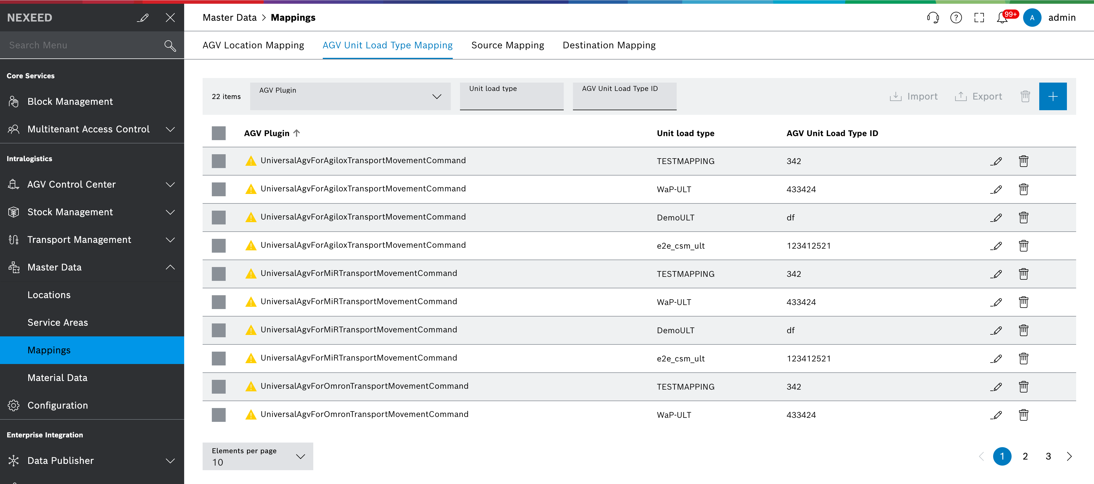 AGV Unit Load Type Mapping :: Nexeed Learning Portal